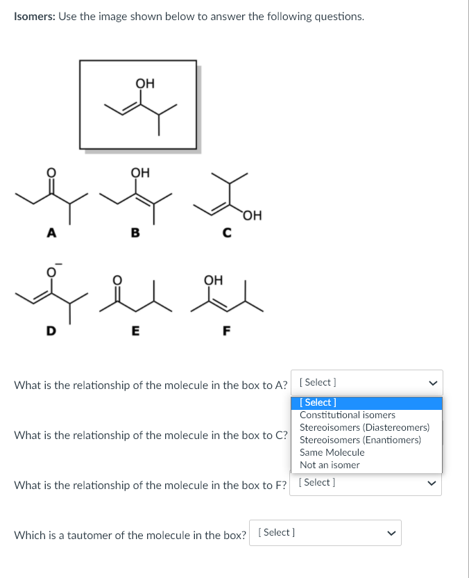 Solved Isomers: Use the image shown below to answer the | Chegg.com