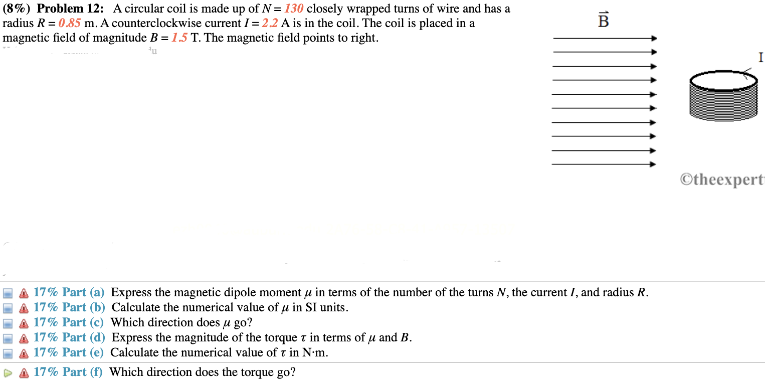 Solved A wire of length L = 0.55 m and mass m = 0.065 kg | Chegg.com