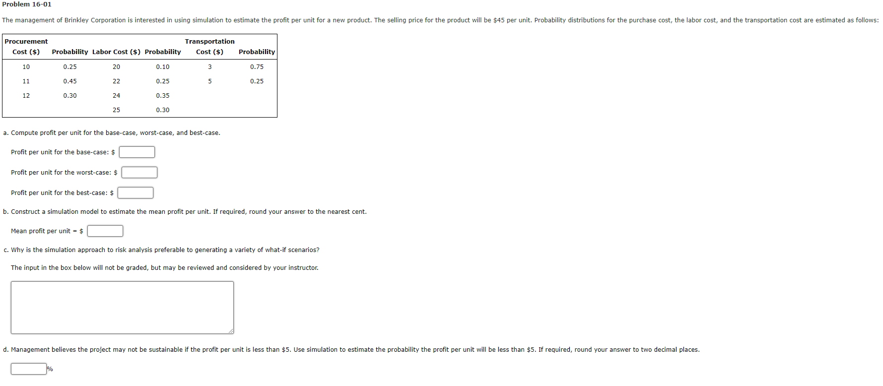 Solved Profit per unit for the base-case: \$ Profit per unit | Chegg.com