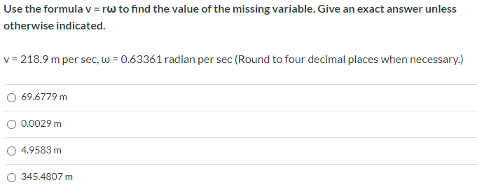 Solved to find the value of the missing variable. Give an | Chegg.com