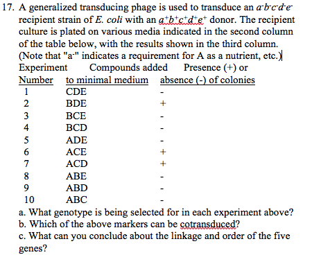Solved 17. A generalized transducing phage is used to | Chegg.com