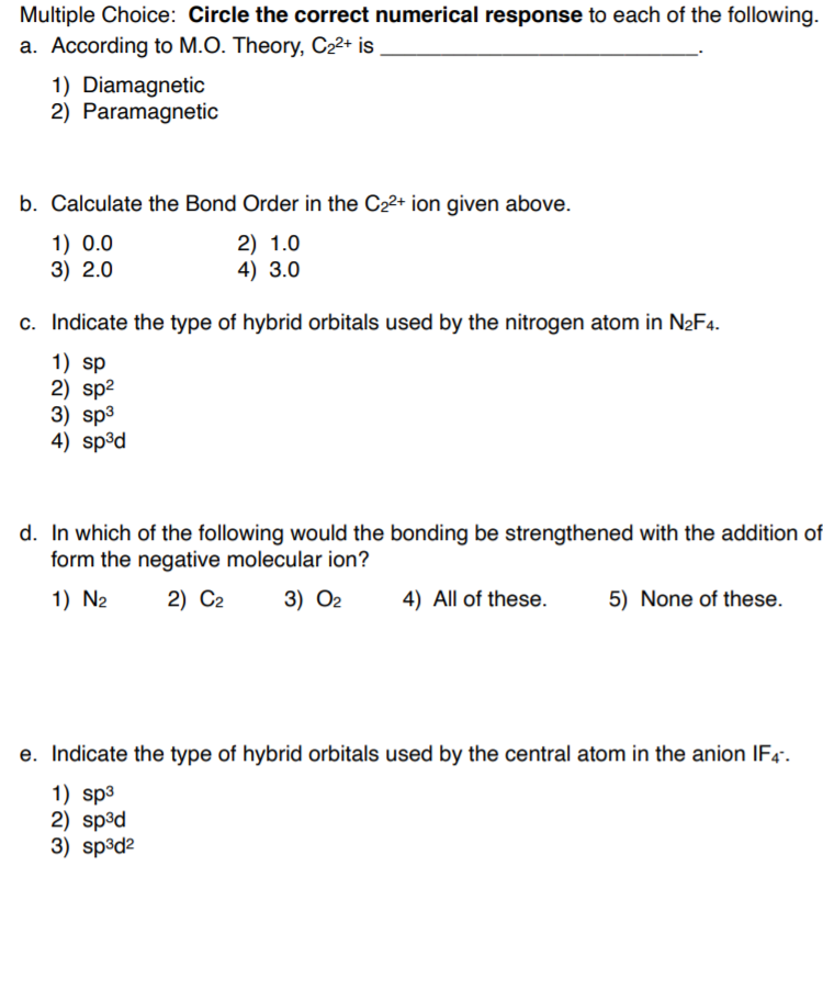Solved Multiple Choice: Circle the correct numerical | Chegg.com
