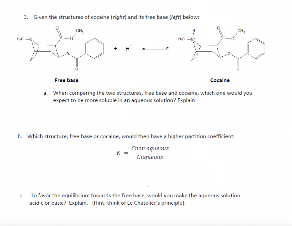 Solved 3. Given the structures of cocaine (right) and its | Chegg.com