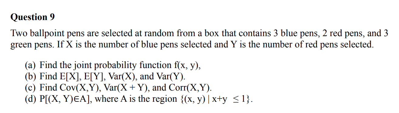 Solved Question 9 Two ballpoint pens are selected at random | Chegg.com