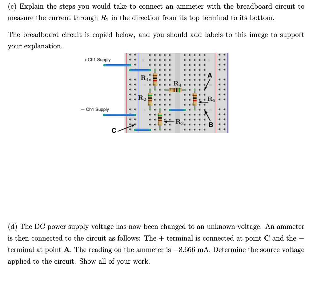 Solved Consider the breadboard circuit shown below with five | Chegg.com