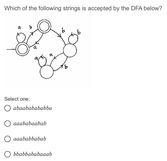 Solved Which of the following strings is accepted by the DFA | Chegg.com