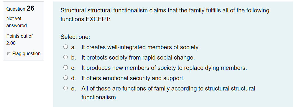 Solved Question 26 Structural structural functionalism | Chegg.com