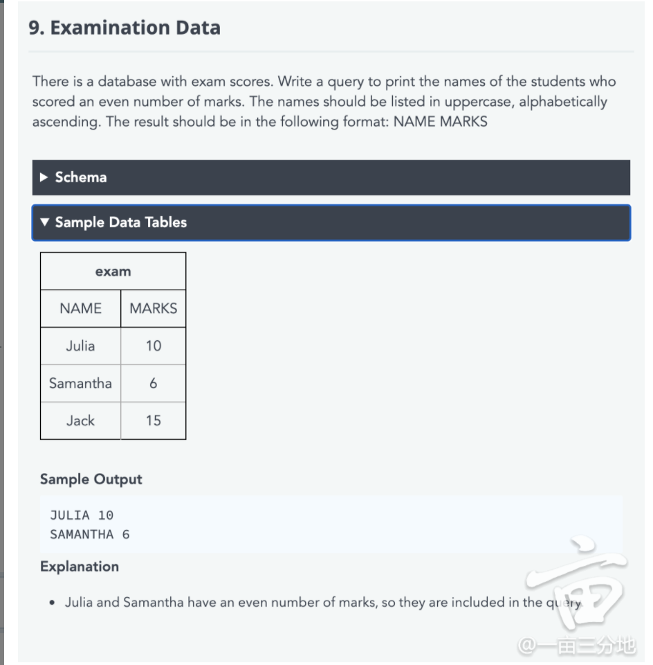 9. Examination Data There is a database with exam | Chegg.com