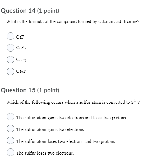 Solved Question 14 (1 point) What is the formula of the | Chegg.com