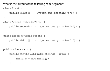 Solved What is the output of the following code segment? | Chegg.com