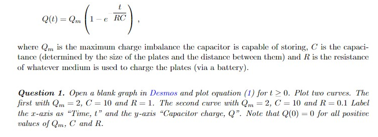 The equation for how the charge on a capacitor decays | Chegg.com
