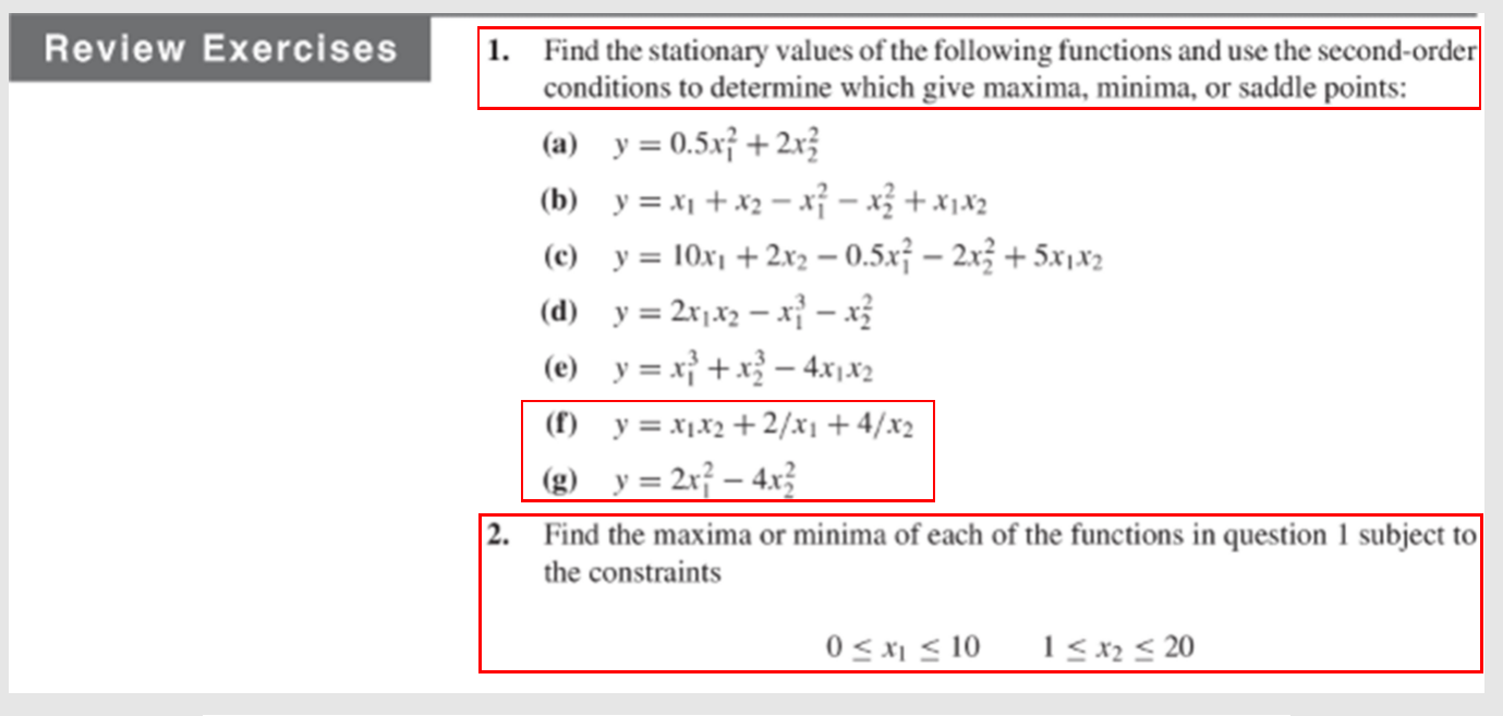 Solved Review Exercises 1. Find the stationary values of the | Chegg.com