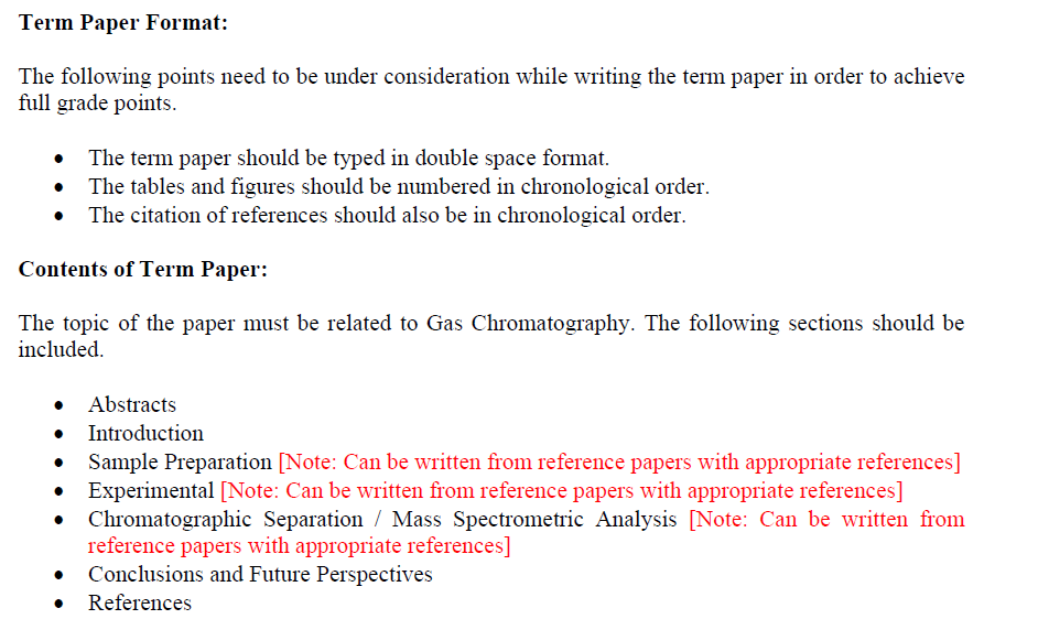 Solved Term Paper Format: The following points need to be | Chegg.com
