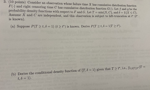 Solved 3. (10 points) Consider an observation whose failure | Chegg.com