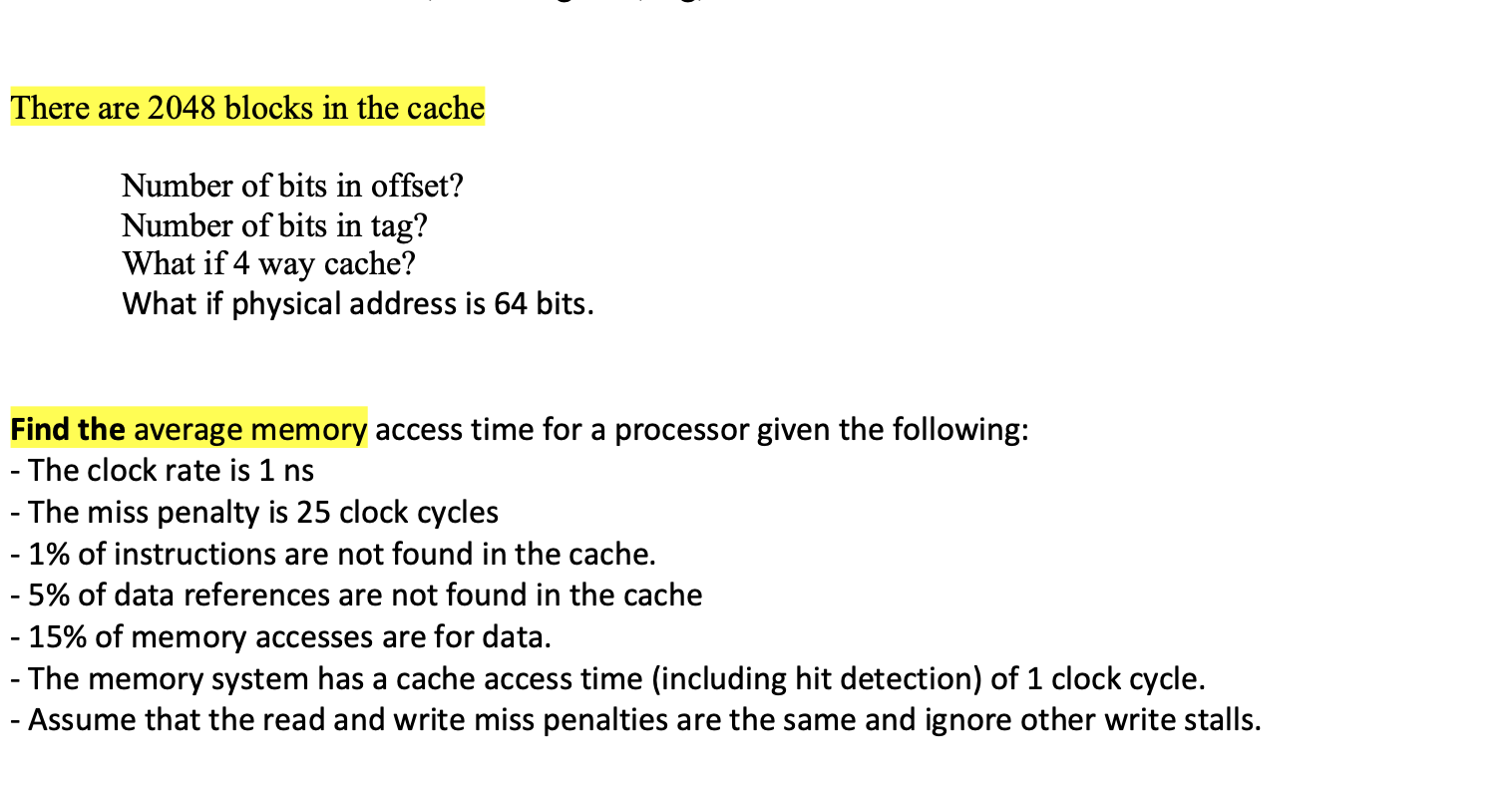 Solved Number of bits in offset? Number of bits in tag? What | Chegg.com