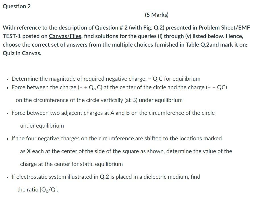 Solved Question 2 (5 Marks) A positive charge +Q. C is | Chegg.com