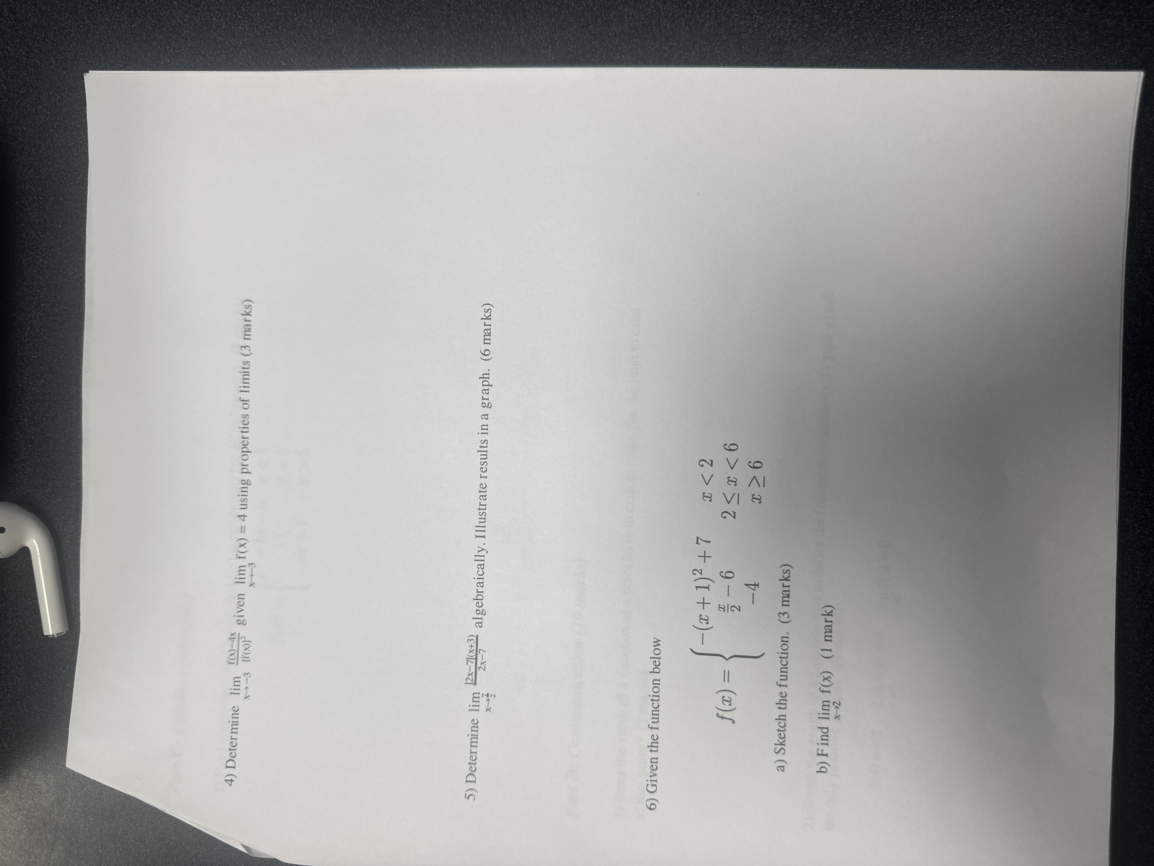 Solved 4) Determine limx→−3[f(x)]2f(x)−4x given | Chegg.com