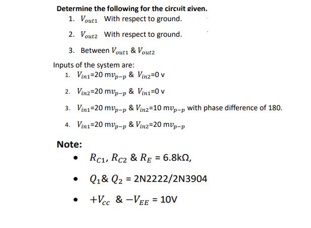 Solved Determine the following for the circuit given. 1. | Chegg.com