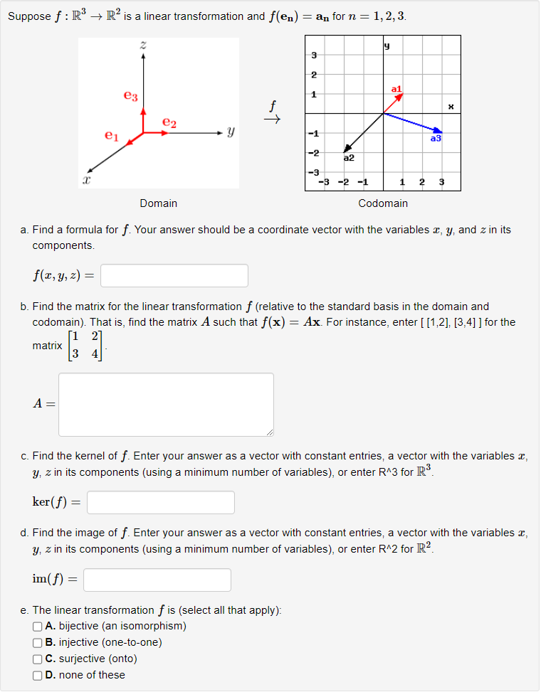 Solved Suppose f:R3→R2 is a linear transformation and | Chegg.com