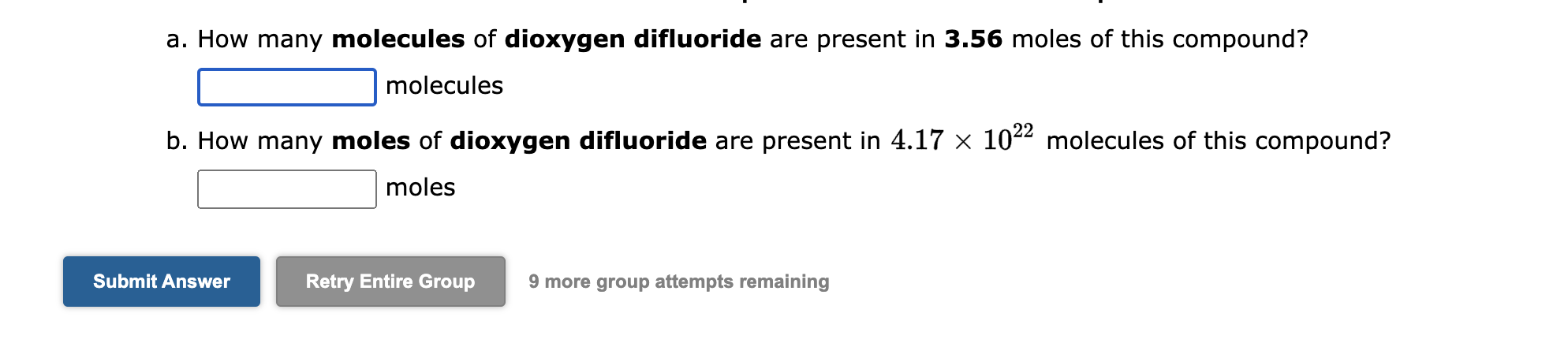 Solved a. How many molecules of dioxygen difluoride are | Chegg.com