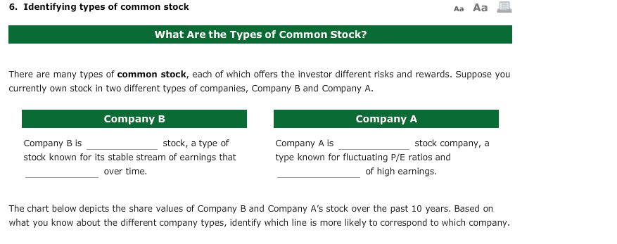 Solved 6. Identifying types of common stock Aa Aa What Are | Chegg.com