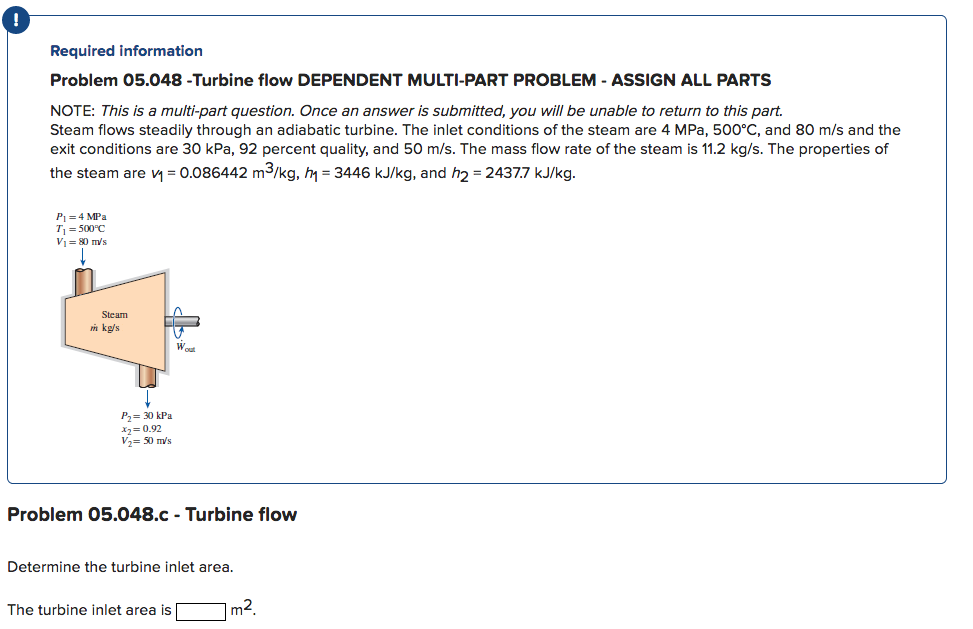 Solved Required information Problem 05.048 -Turbine flow | Chegg.com
