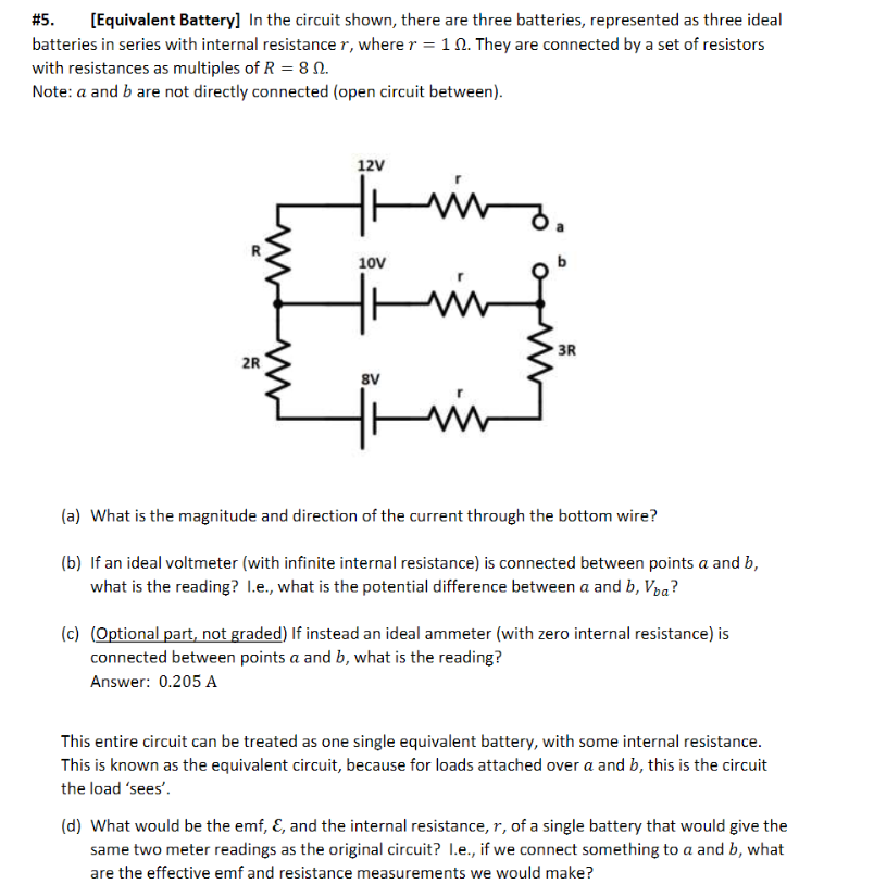 Solved \#5. [Equivalent Battery] In the circuit shown, there | Chegg.com