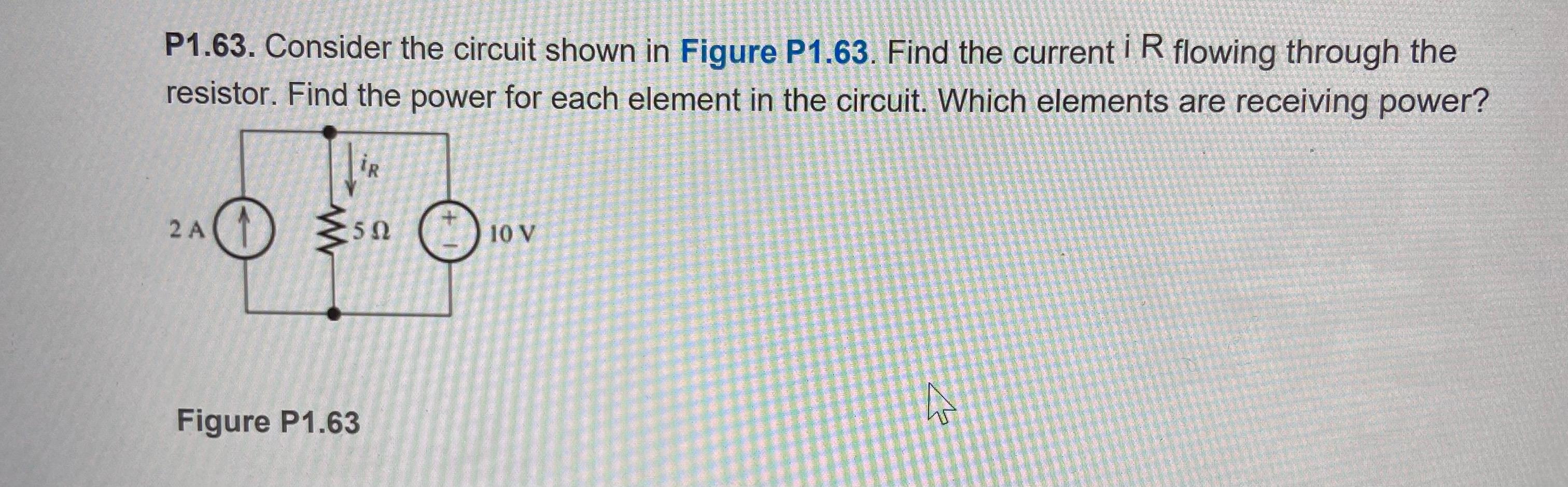 Solved P1.63. Consider the circuit shown in Figure P1.63. | Chegg.com