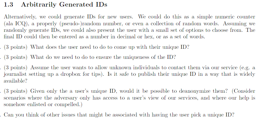 1.3 Arbitrarily Generated IDs Alternatively, we could | Chegg.com