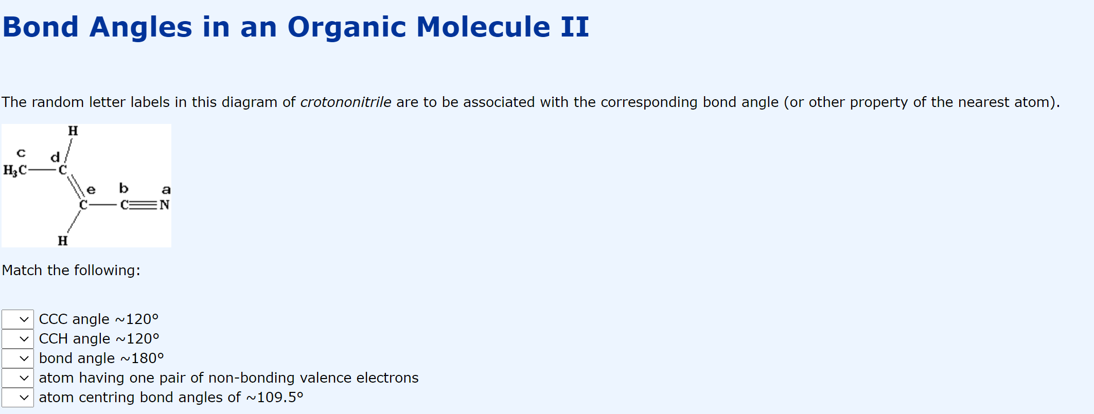 Solved Bond Angles in an Organic Molecule II The random | Chegg.com