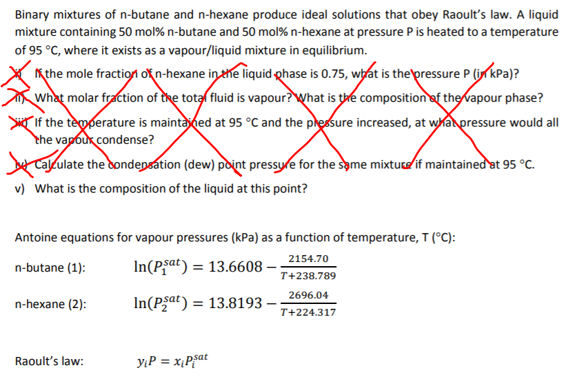 Binary mixtures of n-butane and n-hexane produce | Chegg.com