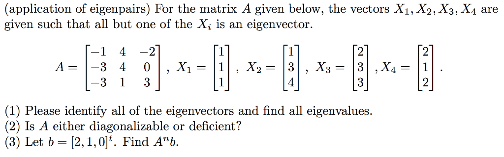 Solved (application of eigenpairs) For the matrix A given | Chegg.com