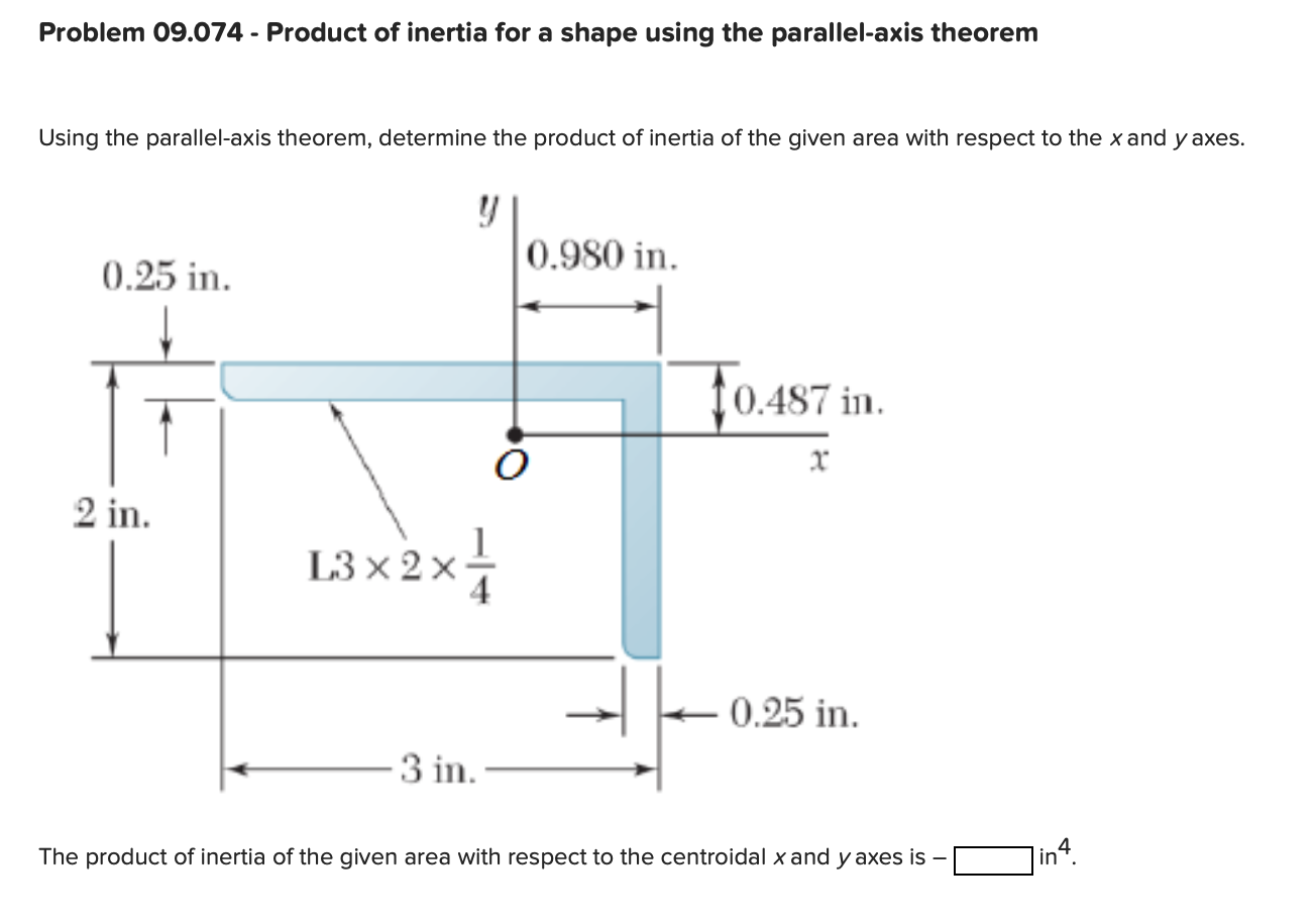 Solved Problem 09.074 - Product of inertia for a shape using | Chegg.com