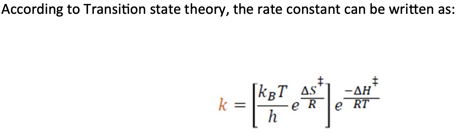 According to Transition state theory, the rate | Chegg.com