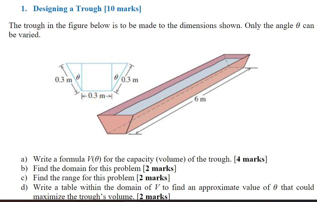 Solved The trough in the figure below is to be made to the | Chegg.com