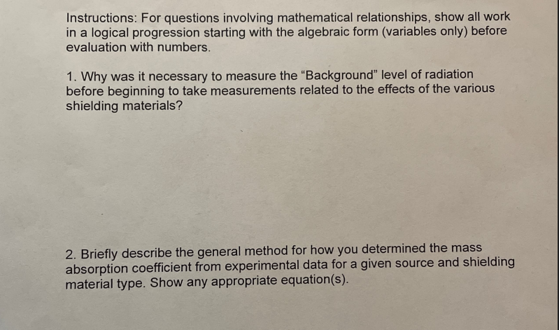 Solved Instructions: For questions involving mathematical | Chegg.com