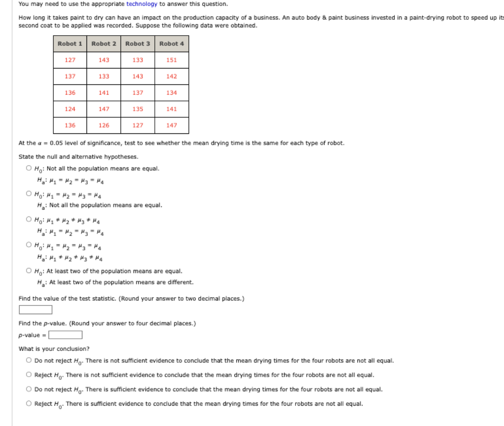 Solved State the null and alternative hypotheses. H0 : The | Chegg.com