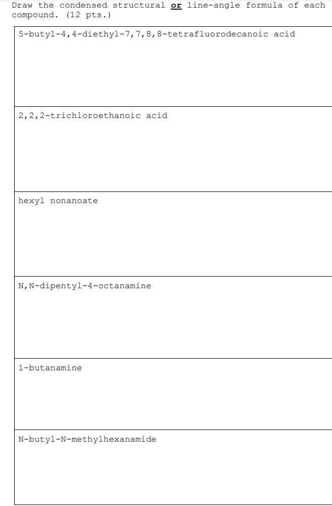 Solved Draw the condensed structural or line-angle formula | Chegg.com