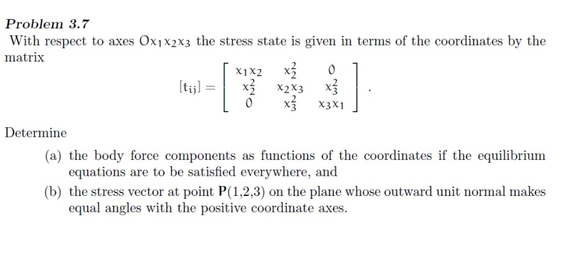 Solved Problem 3.7 With respect to axes Ox1x2x3 the stress | Chegg.com