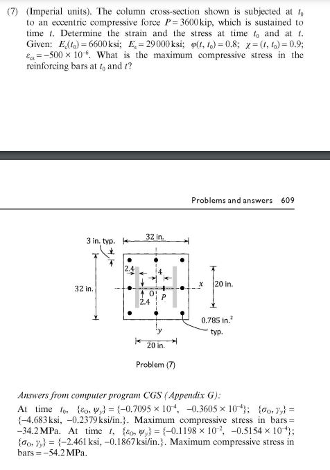 (7) (Imperial units). The column cross-section shown | Chegg.com