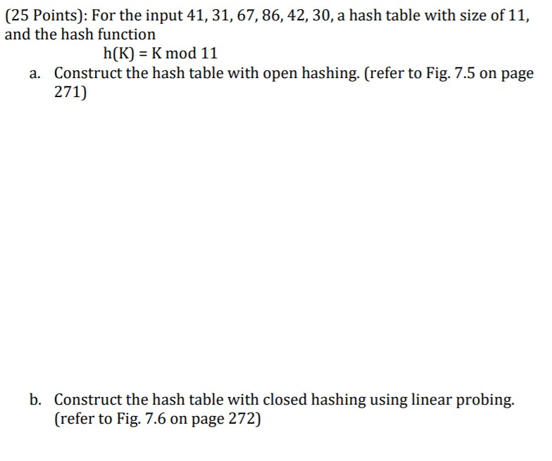 Solved (25 Points): For the input 41, 31, 67, 86, 42, 30, a | Chegg.com