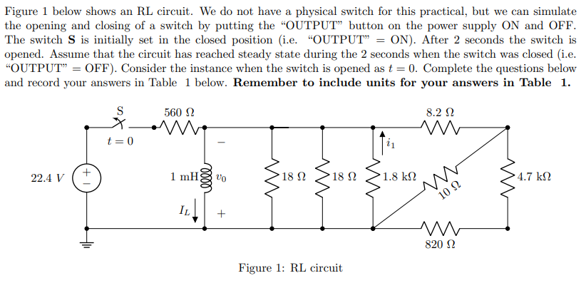 Solved Figure 1 below shows an RL circuit. We do not have a | Chegg.com