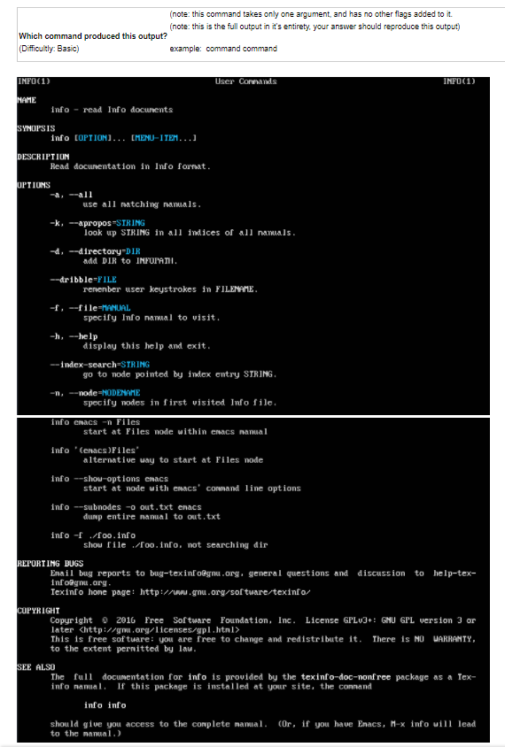 Solved (note: this command takes only one argument, and has | Chegg.com