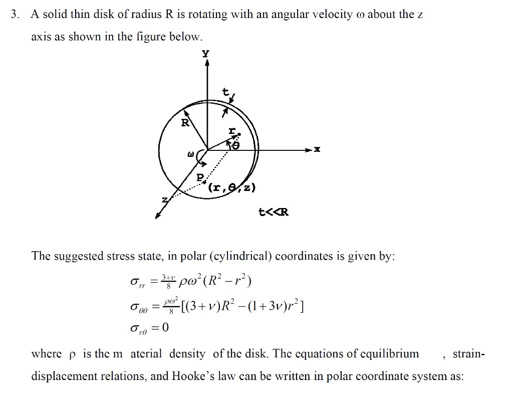 3. A solid thin disk of radius R is rotating with an | Chegg.com