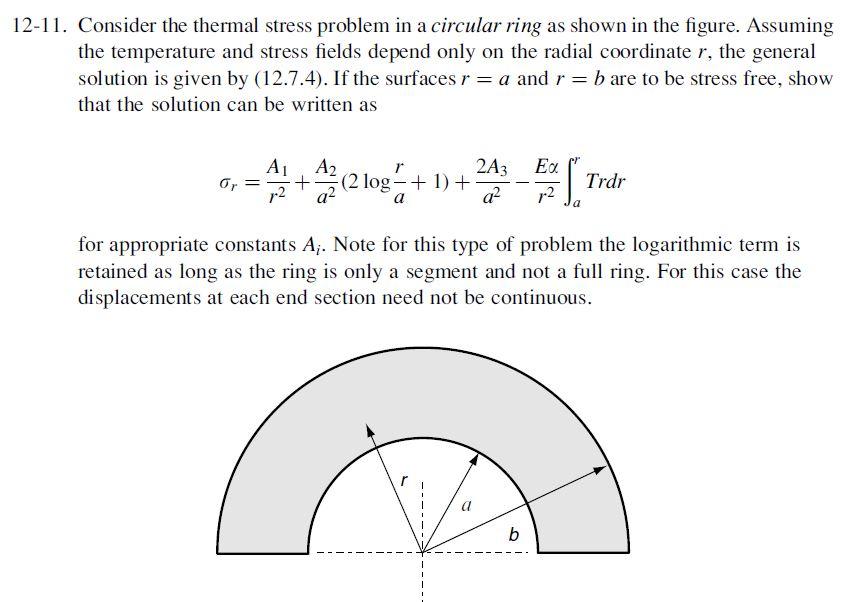 Solved -11. Consider the thermal stress problem in a | Chegg.com