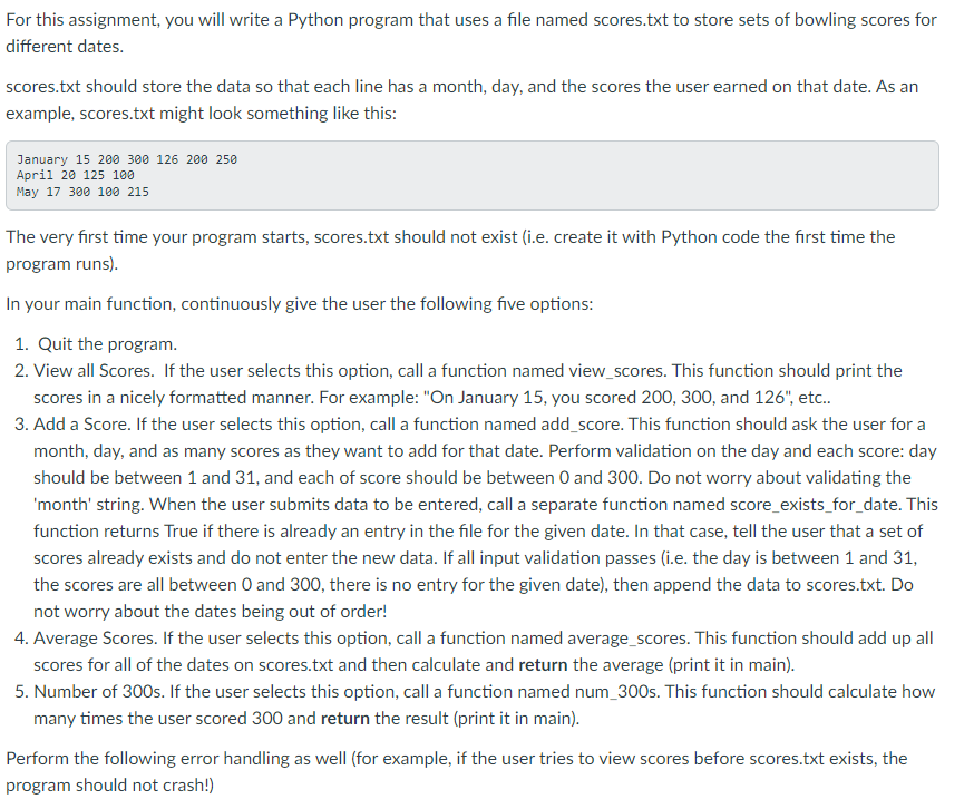 Solved For this assignment, you will write a Python program | Chegg.com