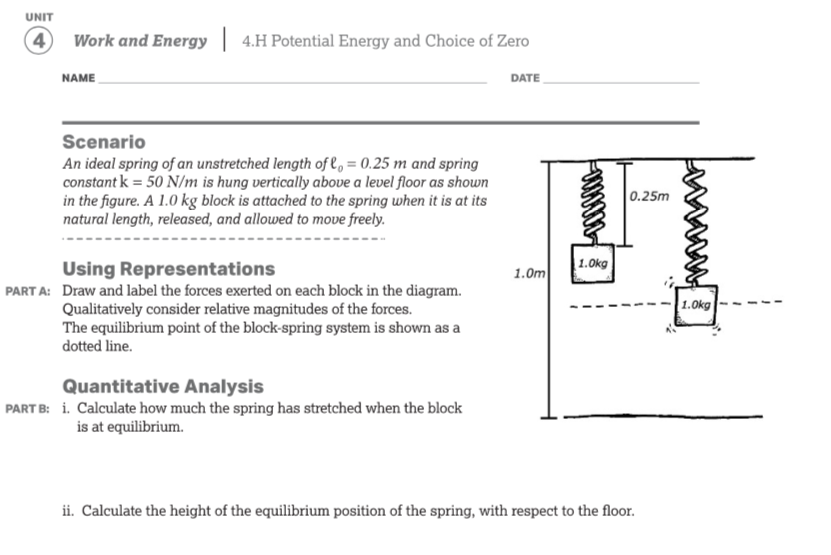 Solved UNIT 4 Work and Energy | 4.H Potential Energy and | Chegg.com
