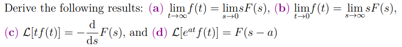 Solved Derive the following results: (a) | Chegg.com