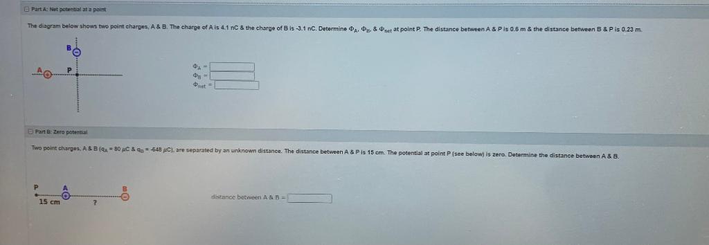 Solved Part E: Zrro poteritial distannoe between A,A B = | Chegg.com