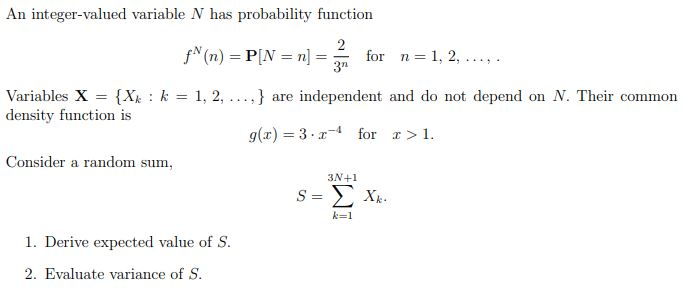 Solved An integer-valued variable N has probability function | Chegg.com